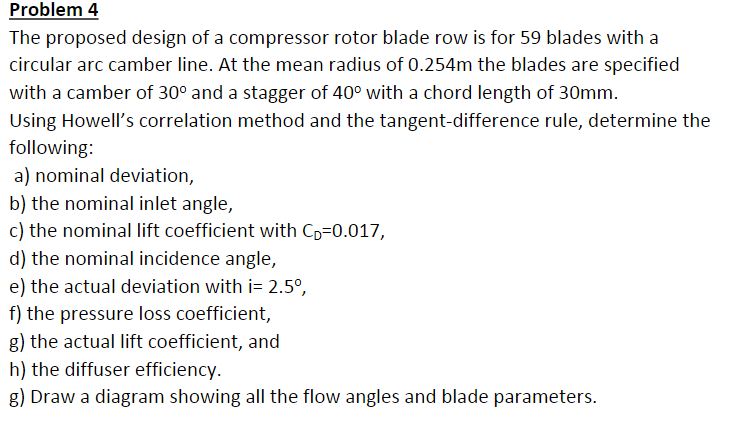 Solved Problem 4 The proposed design of a compressor rotor | Chegg.com