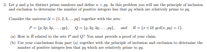 Solved 2. Let p and q be distinct prime numbers and define n | Chegg.com