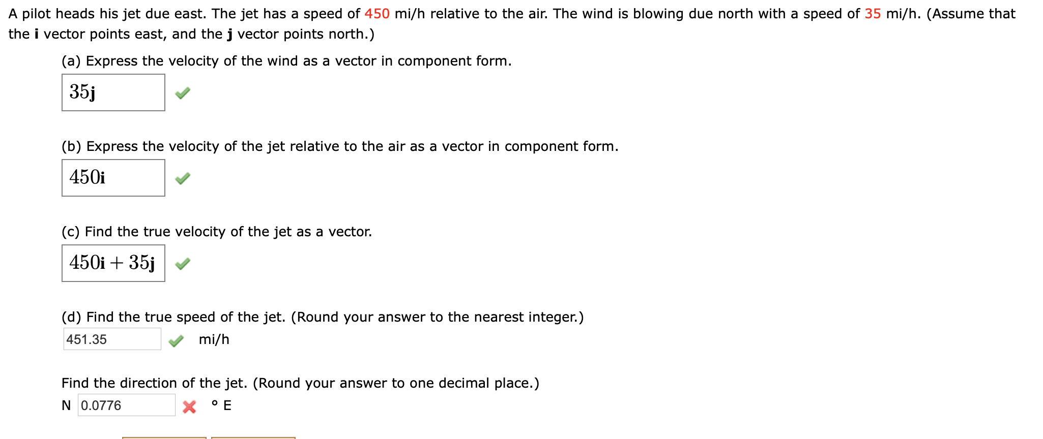 Solved A pilot heads his jet due east. The jet has a speed | Chegg.com