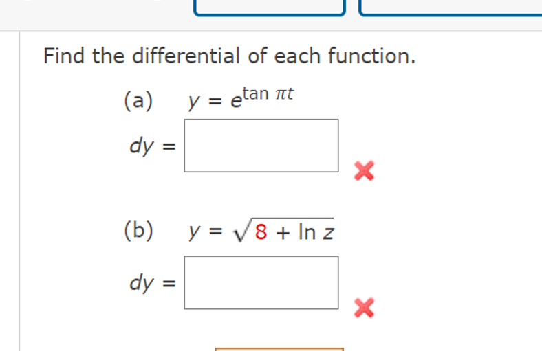 Solved Find the differential of each | Chegg.com