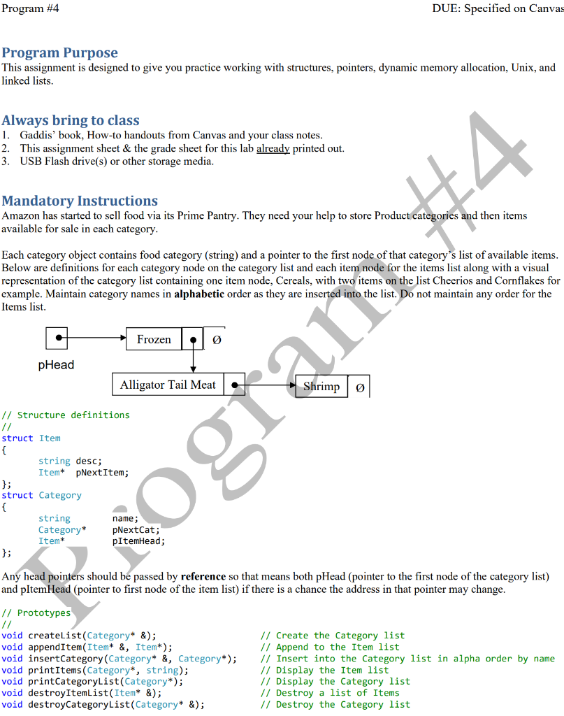 Program #4 DUE: Specified on Canvas Program Purpose | Chegg.com