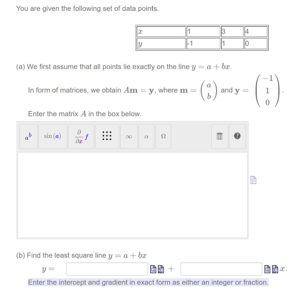 Solved You are given the following set of data points. (a) | Chegg.com