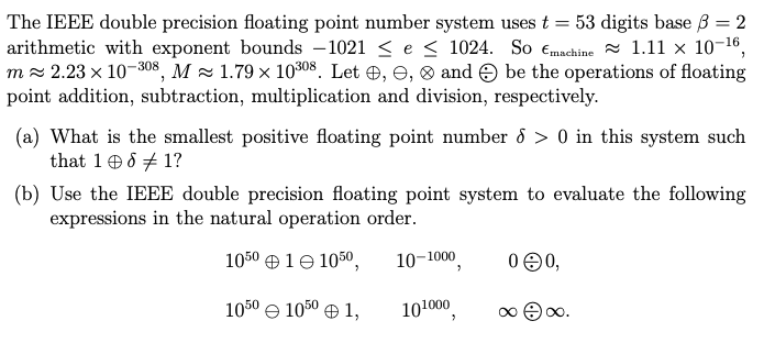 The IEEE double precision floating point number | Chegg.com