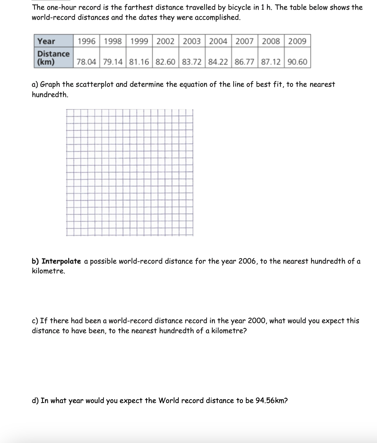 Solved The one-hour record is the farthest distance | Chegg.com