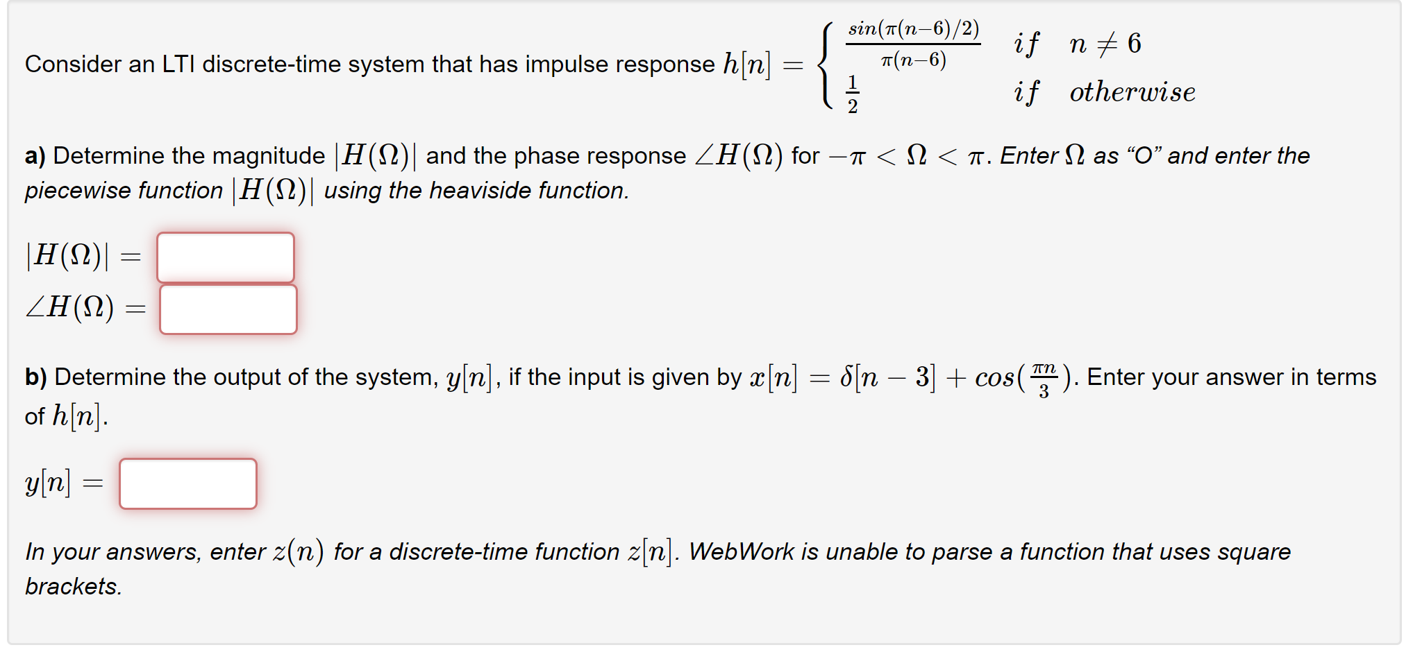 sin(T(n-6)/2) T(16) Consider an LTI discrete-time | Chegg.com