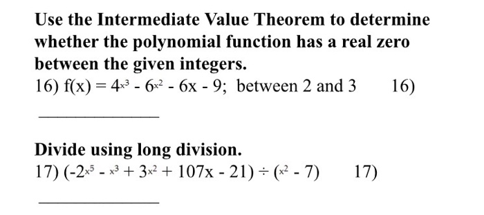 Solved Use the Intermediate Value Theorem to determine | Chegg.com
