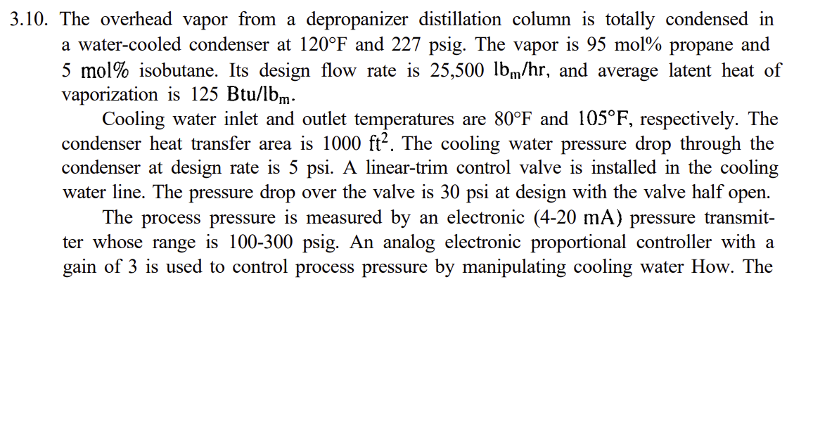 Solved 10. The overhead vapor from a depropanizer | Chegg.com