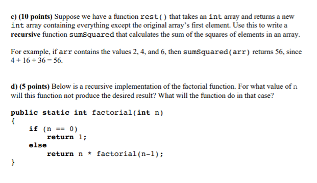 Problem 4: Recursion (40 points) a) Implement the | Chegg.com