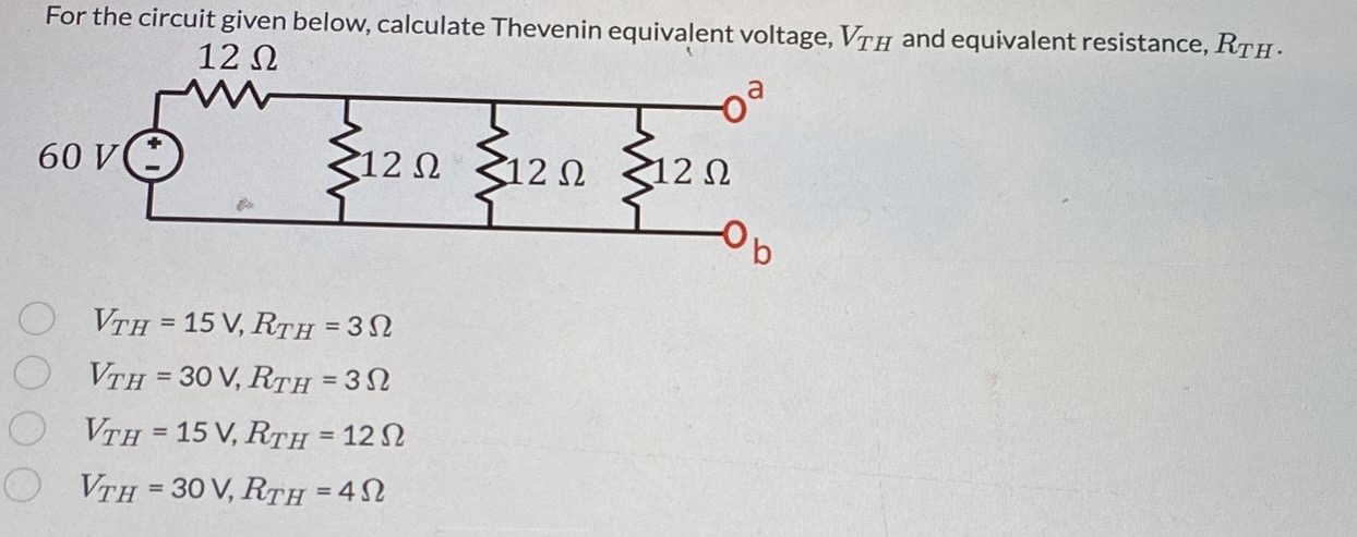 Solved For the circuit given below, calculate Thevenin | Chegg.com
