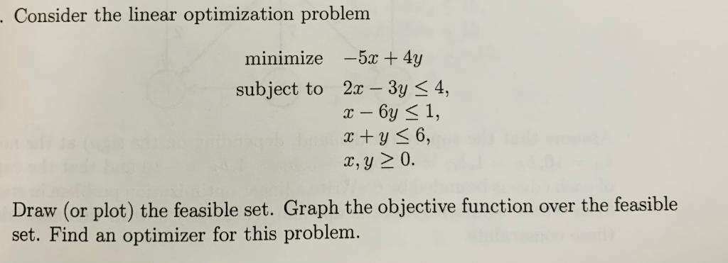 Solved Consider the linear optimization problem minimize -5x | Chegg.com