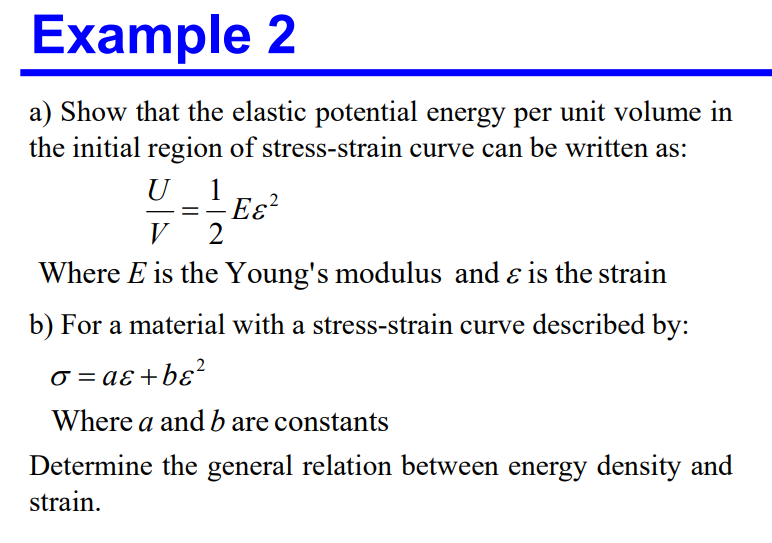 Solved Example 2 =- Ex2 a) Show that the elastic potential | Chegg.com