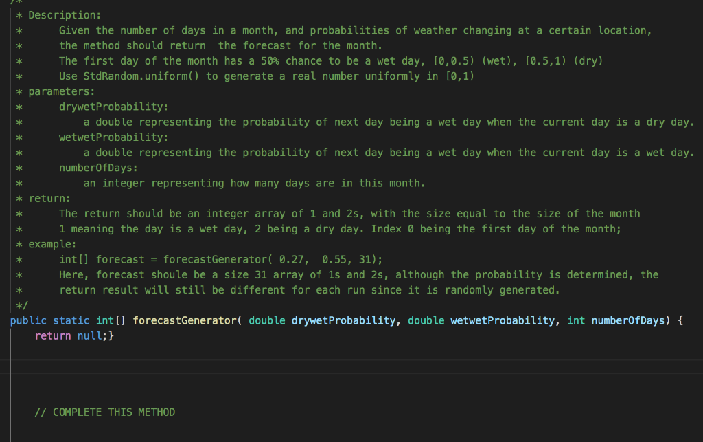 Solved * Description: Given the number of days in a month, | Chegg.com