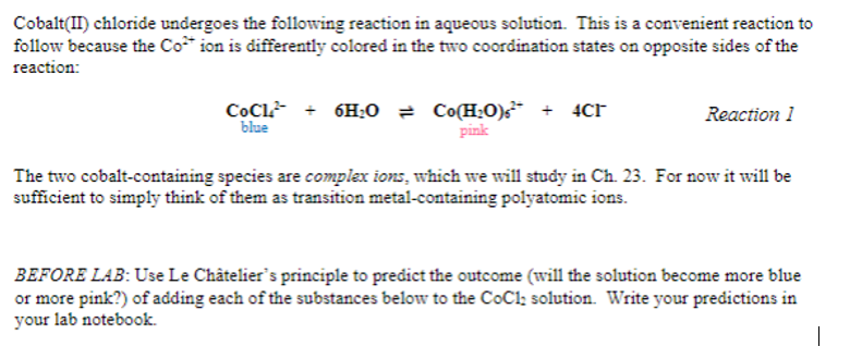 Solved Cobalt(II) chloride undergoes the following reaction | Chegg.com