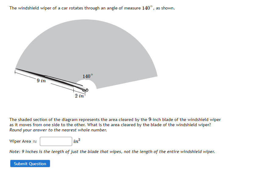 Solved The windshield wiper of a car rotates through an | Chegg.com