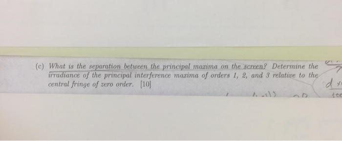 Solved 2 Five slits, each of width b=0.10 mm and center to | Chegg.com