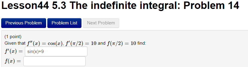 Solved Lesson44 5.3 The indefinite integral: Problem 14 | Chegg.com