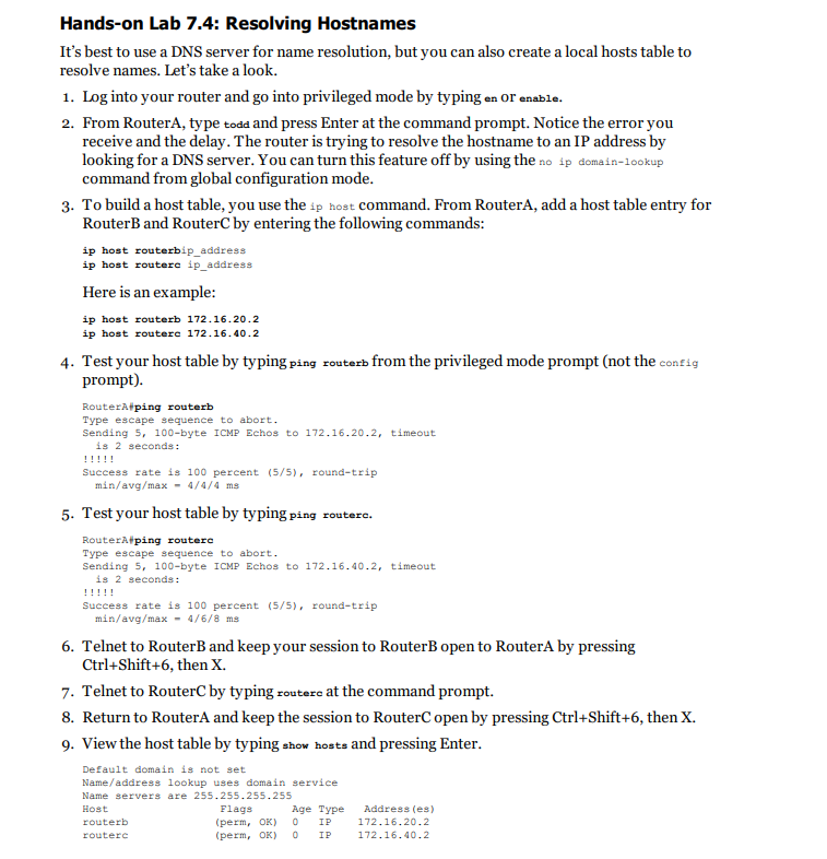 Solved 3. To build a host table, you use the ip host | Chegg.com