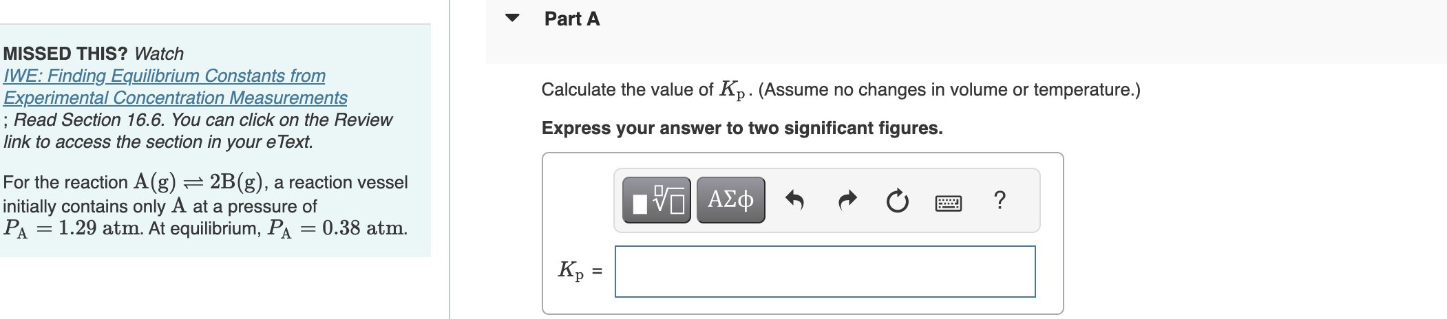 Solved MISSED THIS? Watch IWE: Finding Equilibrium Constants | Chegg.com
