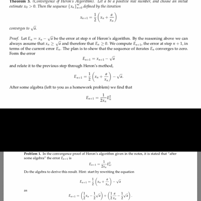 Solved Theorem 3. (Convergence of Heron's Algorithm). Let a | Chegg.com