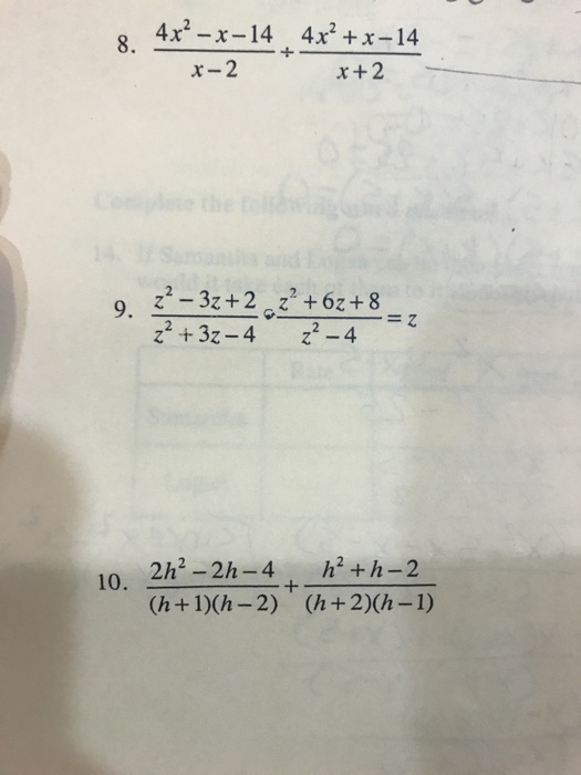 Solved 4x^2 - x - 14/x - 2 dividedby 4x^2 + x - 14/x + 2 | Chegg.com