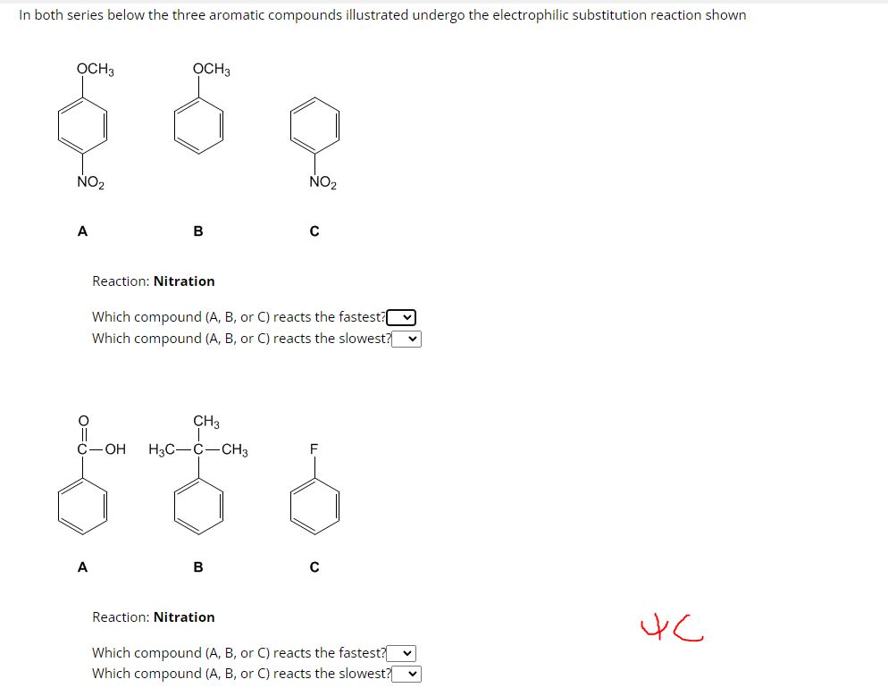 Solved In both series below the three aromatic compounds | Chegg.com