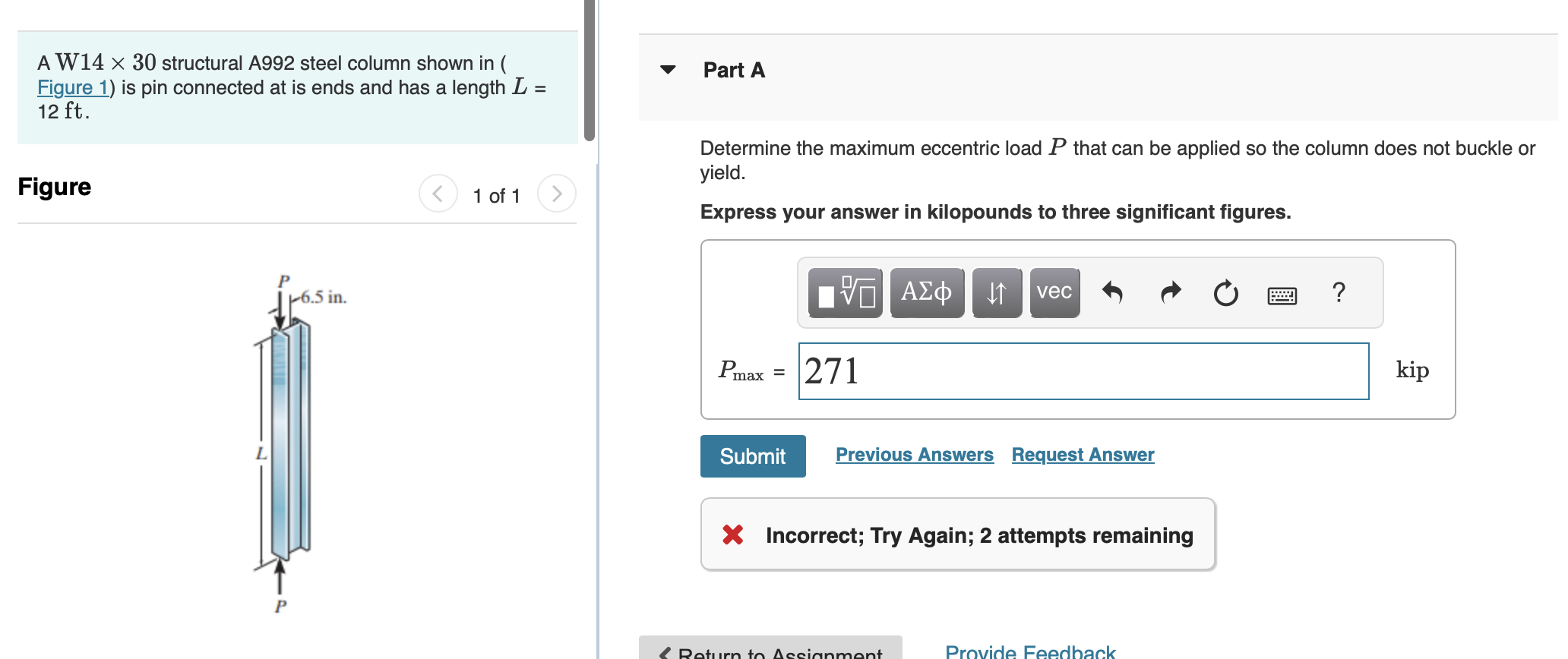 Solved A W14×30 structural A992 steel column shown in is pin | Chegg.com