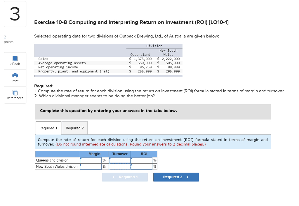 Solved Exercise 10-8 Computing and Interpreting Return on | Chegg.com