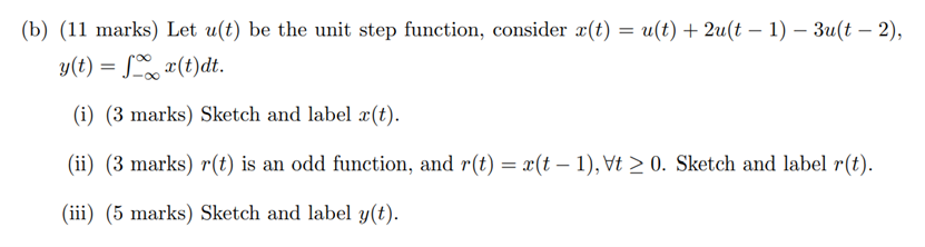 Solved b) (11 marks) Let u(t) be the unit step function, | Chegg.com