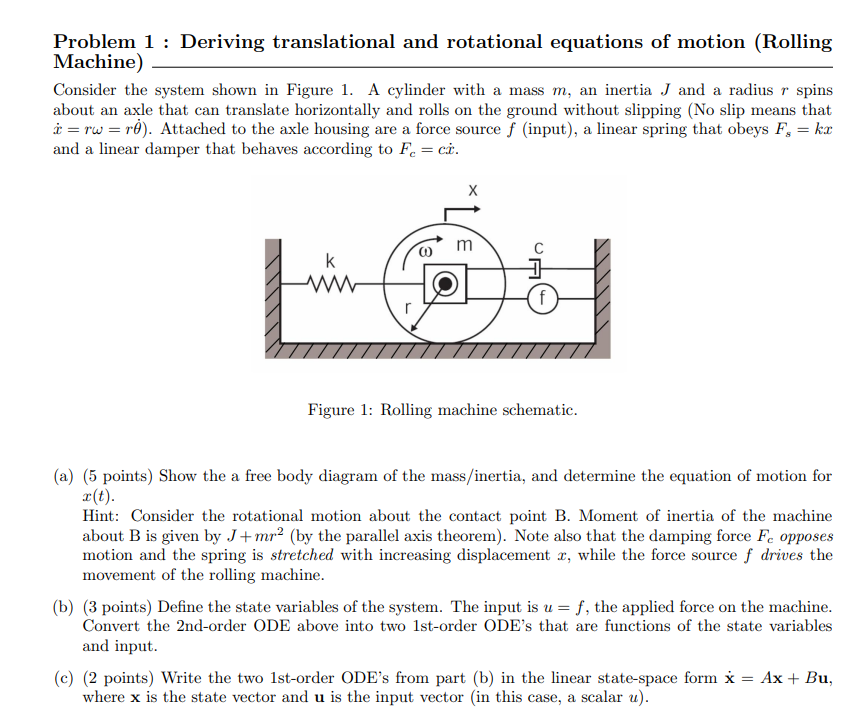 Solved Problem 1 : Deriving translational and rotational | Chegg.com
