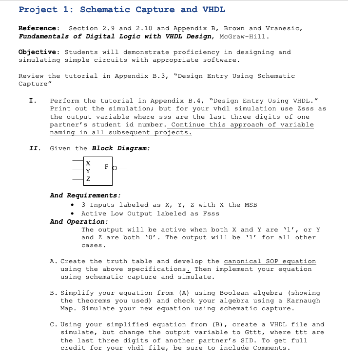 Project 1: Schematic Capture and VHDL Reference: | Chegg.com