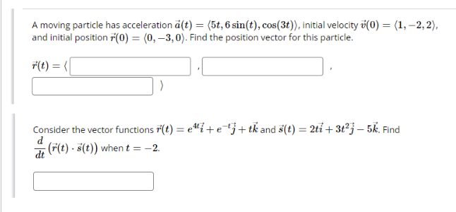 Solved A moving particle has acceleration | Chegg.com
