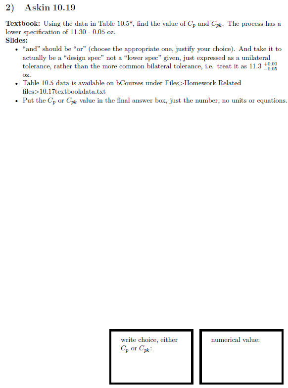 Textbook: Using the data in Table 10.5∗, find the | Chegg.com