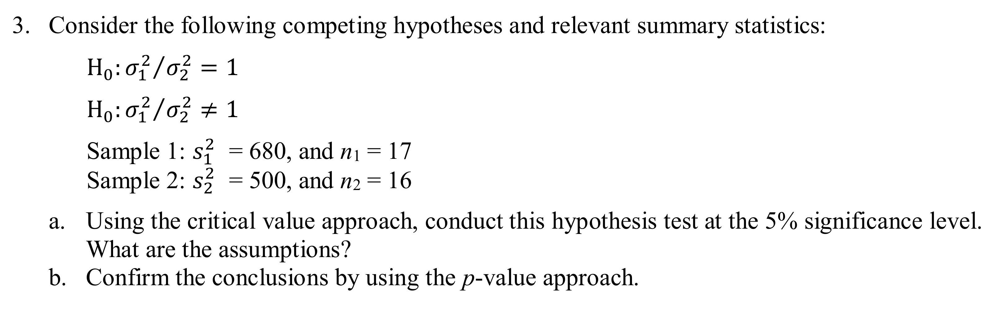 Solved 2 2 = 3. Consider the following competing hypotheses | Chegg.com