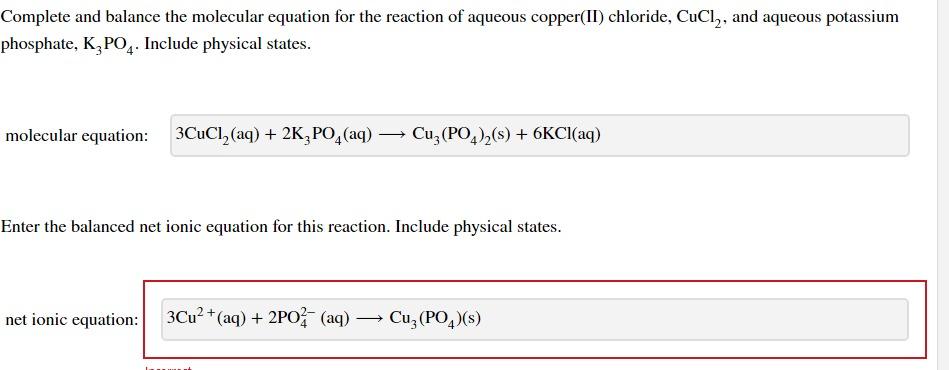 Solved Complete and balance the molecular equation for the | Chegg.com