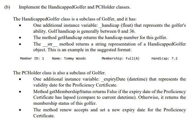 Solved In python: Golfers who want to play a game will need | Chegg.com