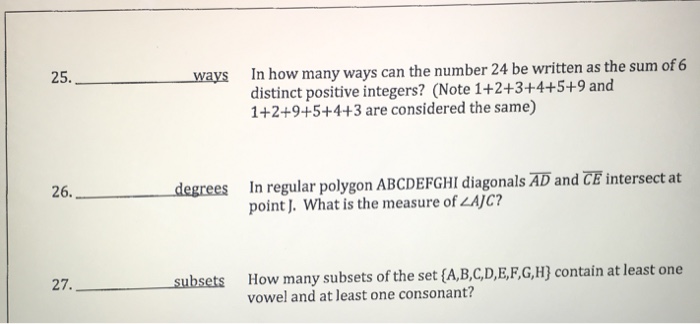 Solved 25. In how many ways can the number 24 be written as | Chegg.com