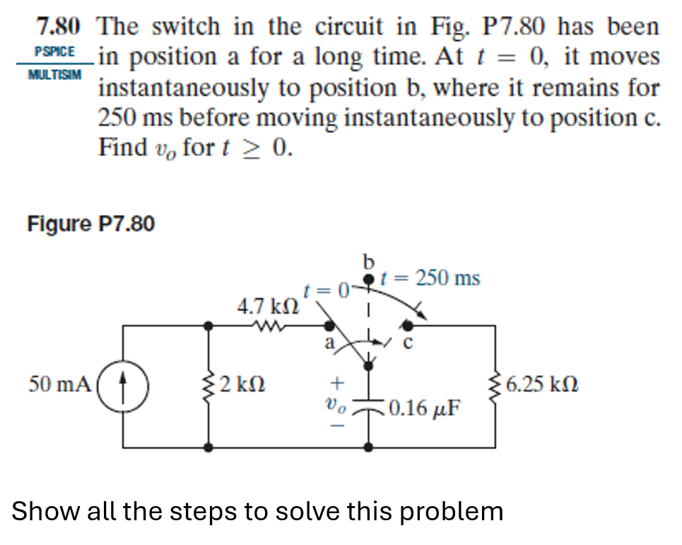 Solved 7.80 ﻿The switch in the circuit in Fig. P7.80 ﻿has | Chegg.com