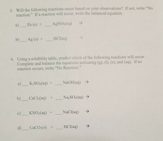 Chemical Reaction Types Balanced Equation - Tessshebaylo