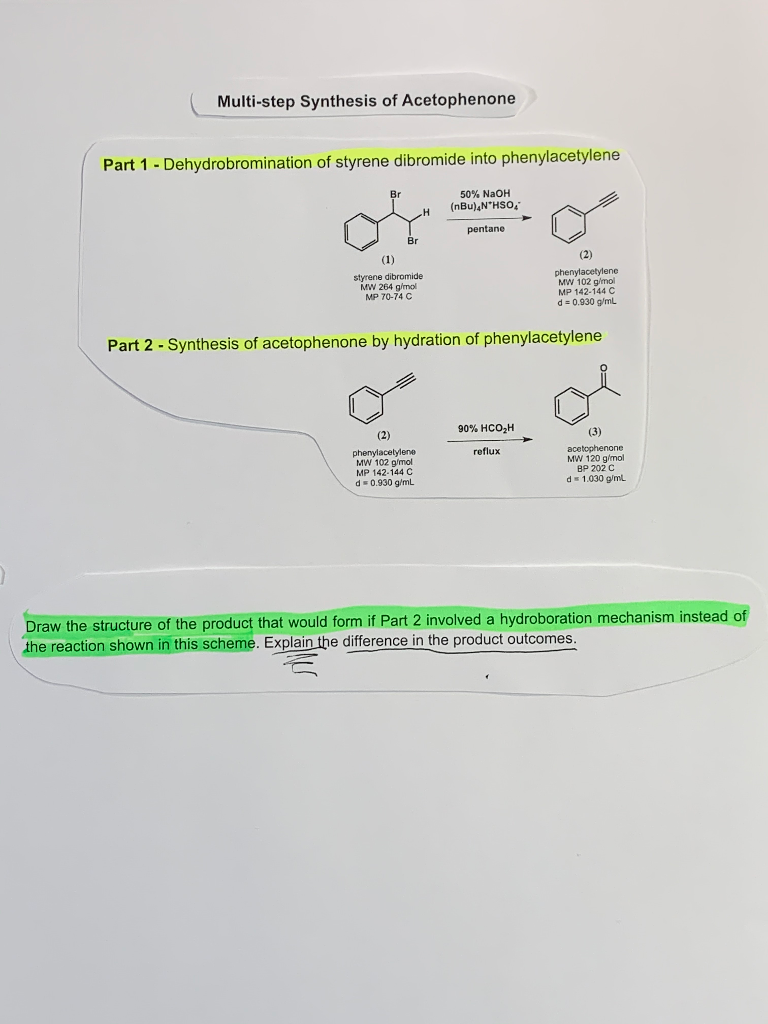 Solved Multi-step Synthesis of Acetophenone Part 1 - | Chegg.com