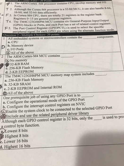 Solved 1. The ARM Cortex -M 4 processor contains CPU, | Chegg.com