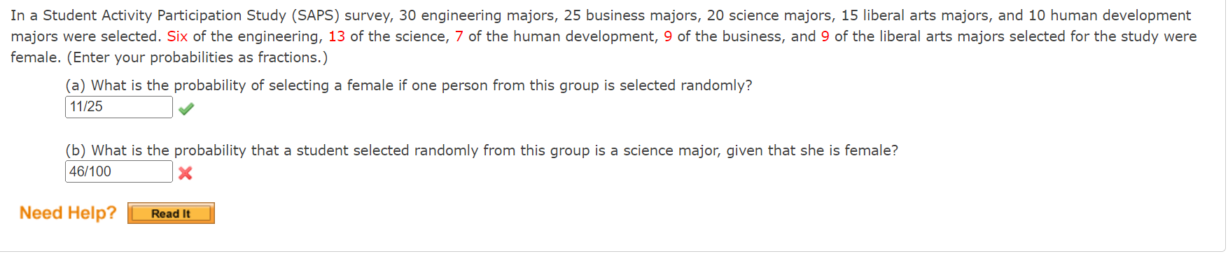 Solved In a Student Activity Participation Study (SAPS) | Chegg.com