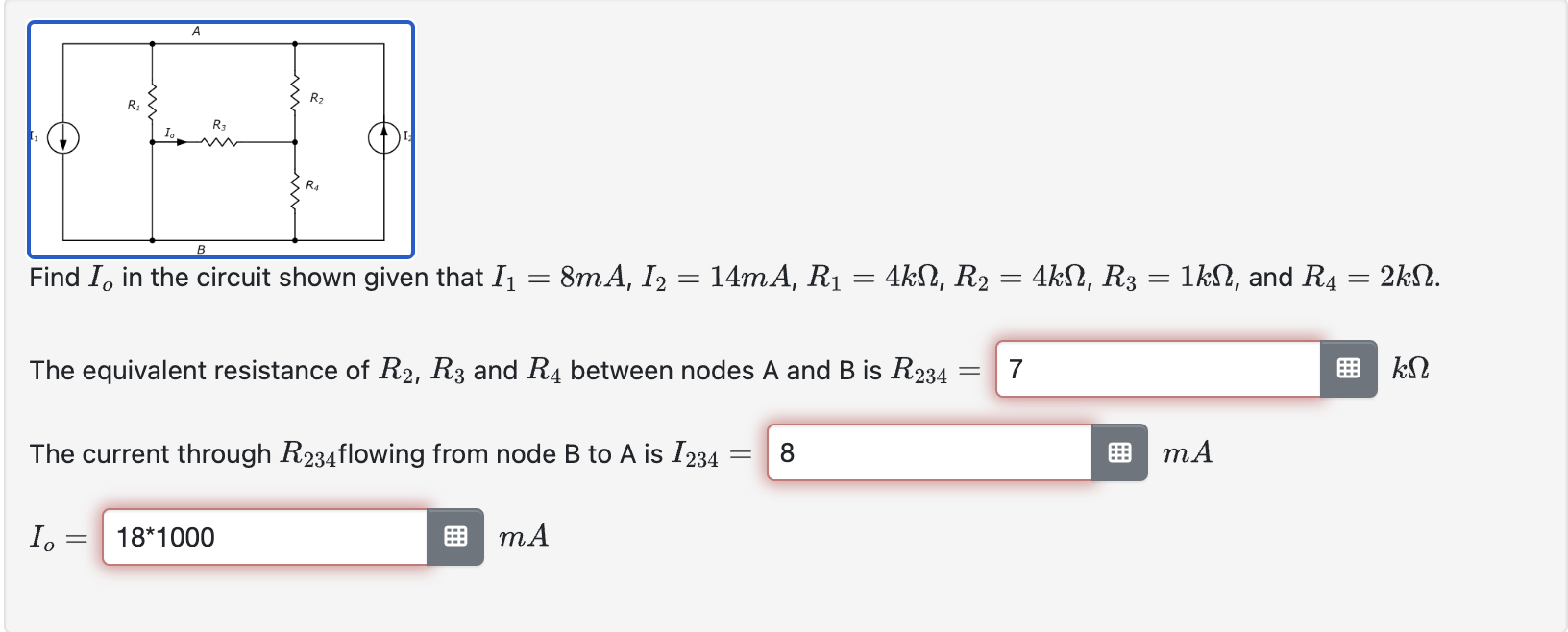 Solved Hind Io ﻿in the circuit shown given that | Chegg.com