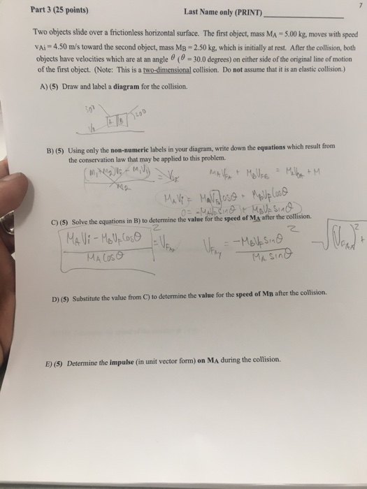 Solved Two objects slide over a frictionless horizontal | Chegg.com