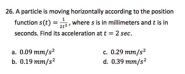 Solved 26. A particle is moving horizontally according to | Chegg.com