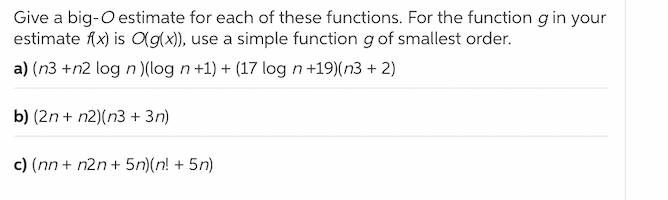 Solved Give a big-O estimate for each of the following | Chegg.com