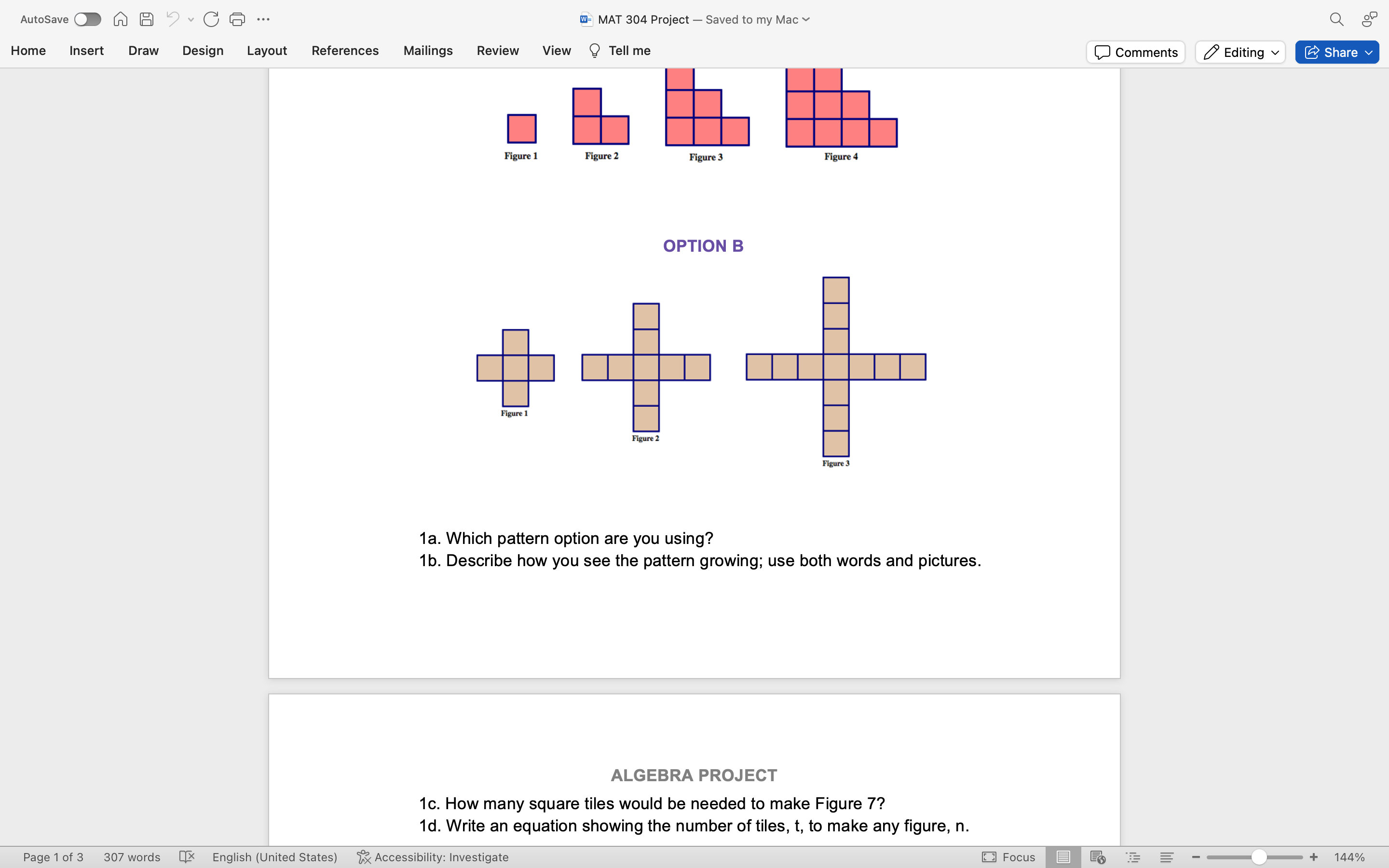 1a. Which pattern option are you using? 1b. Describe | Chegg.com