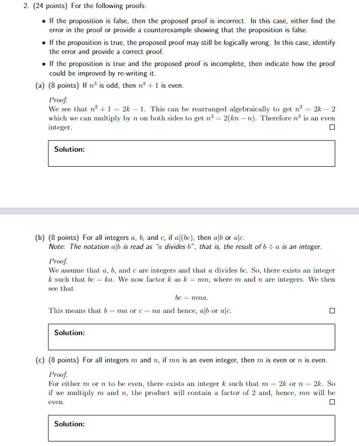 Solved 2. (24 points) For the following proofs: - If the | Chegg.com