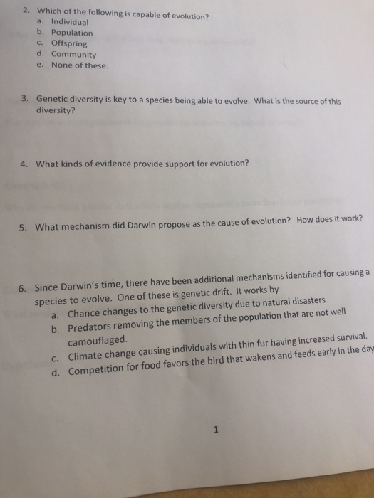 Solved Which of the following is capable of evolution? a. | Chegg.com