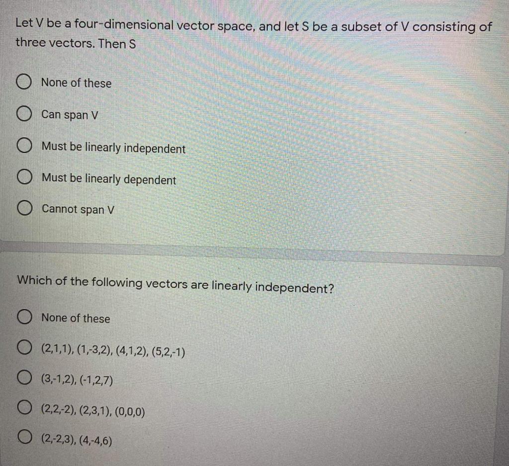 Solved Let U and W are two subspaces of V. Then which one of | Chegg.com
