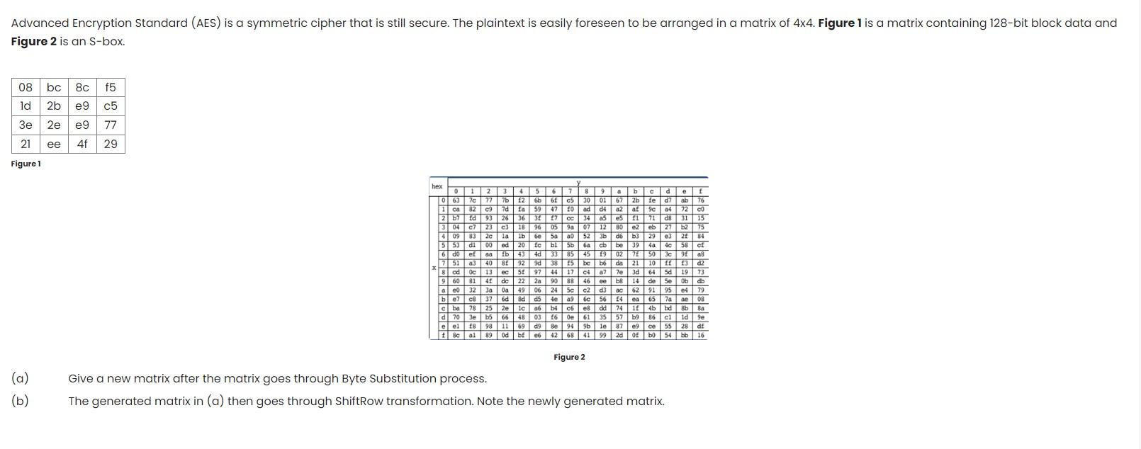 Solved Figure 2 is an S-box. Figure 1 (a) Give a new matrix | Chegg.com